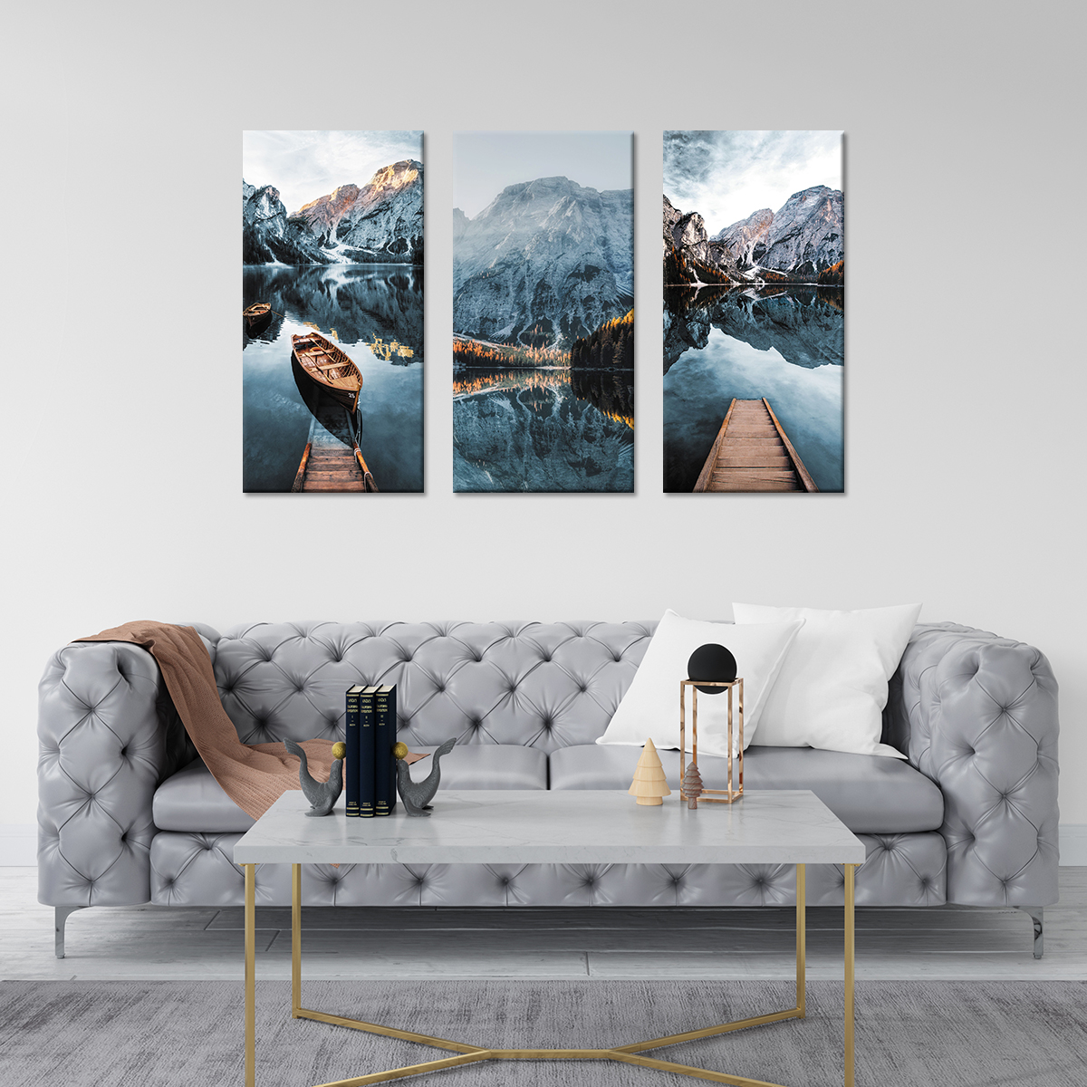 Tablou cu 3 piese 30x60 cm peisaj cu munti | LaGalerie.ro