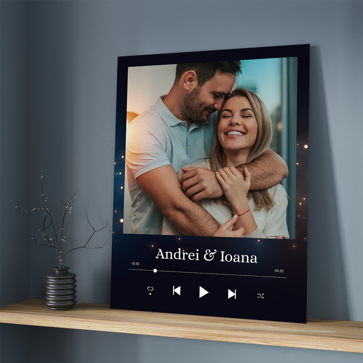 Tablou pe panza cu numele si poza ta, design black | LaGalerie.ro